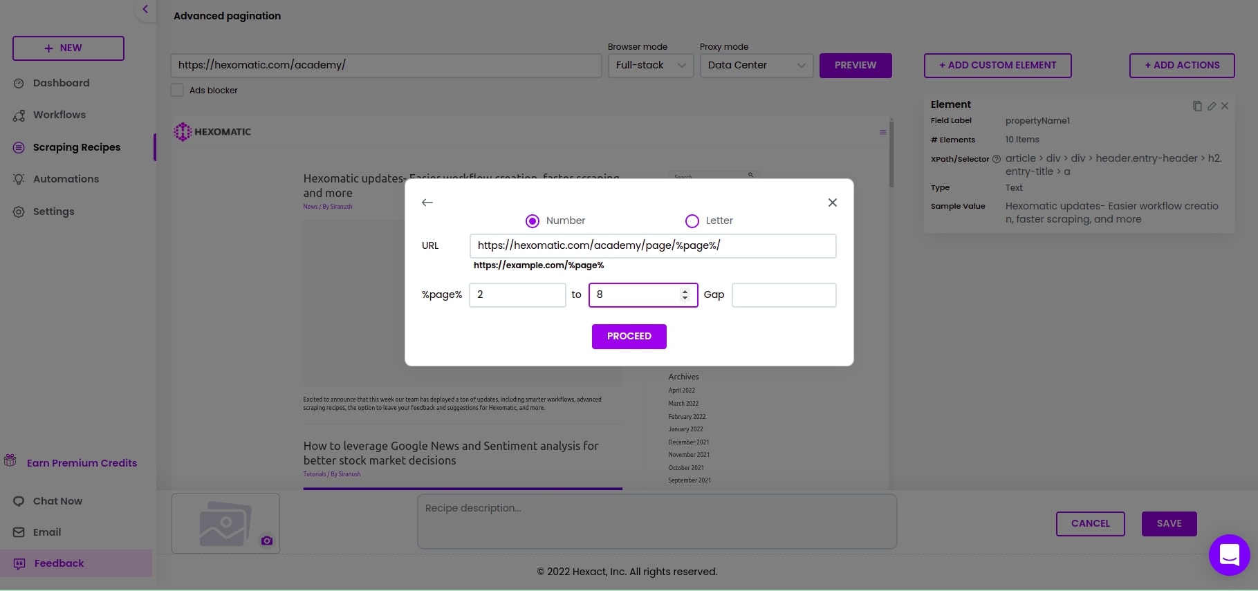 Custom Actions 101 - How to create complex scraping recipes | Hexomatic