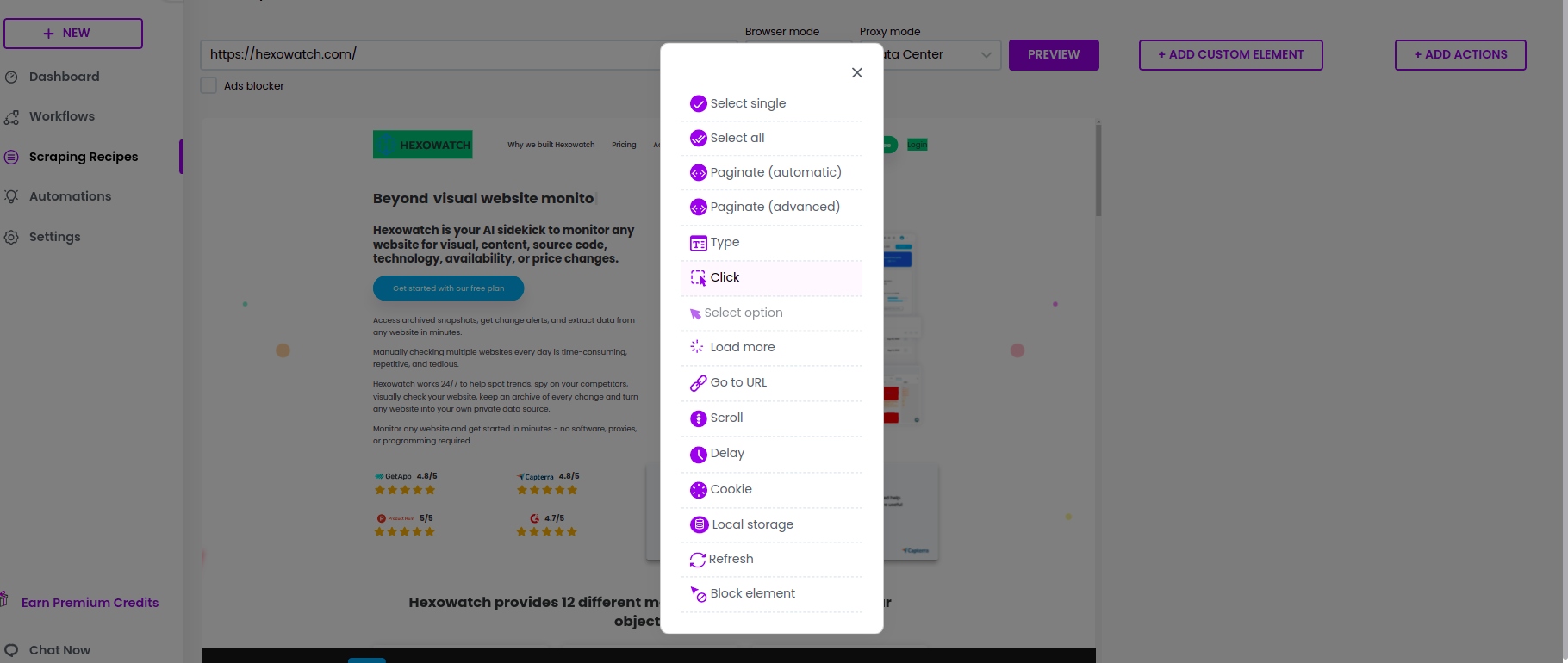 Custom Actions 101 How To Create Complex Scraping Recipes Hexomatic 1350