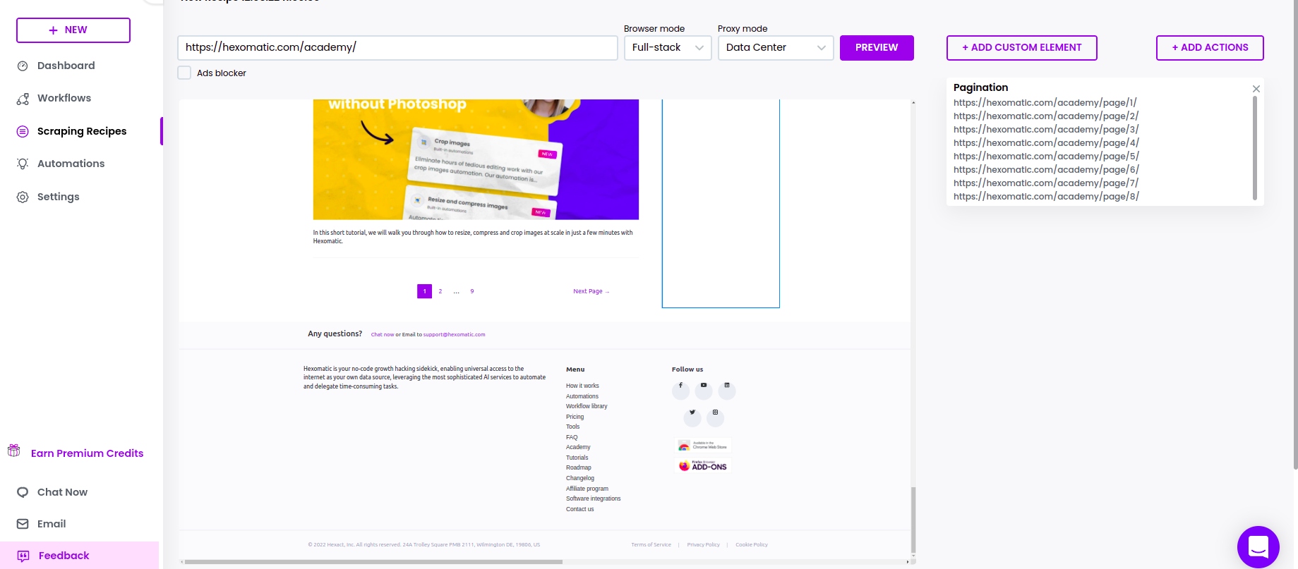 Custom Actions 101 - How to create complex scraping recipes | Hexomatic