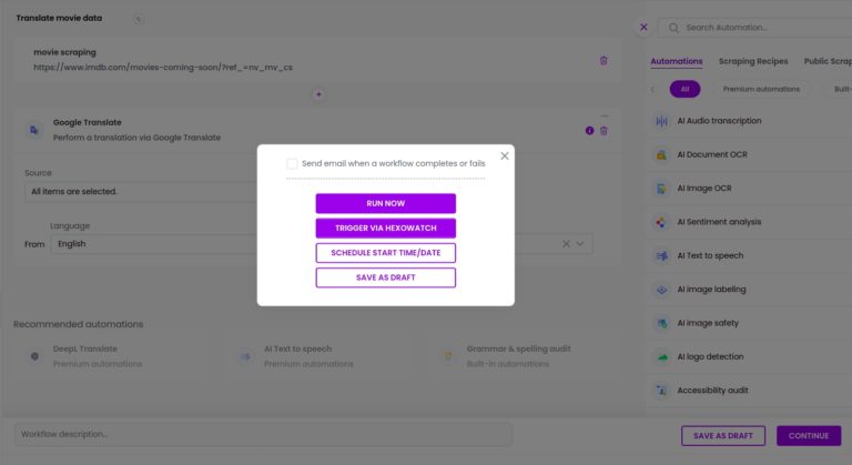How to Scrape movie data from IMDB without using code | Hexomatic