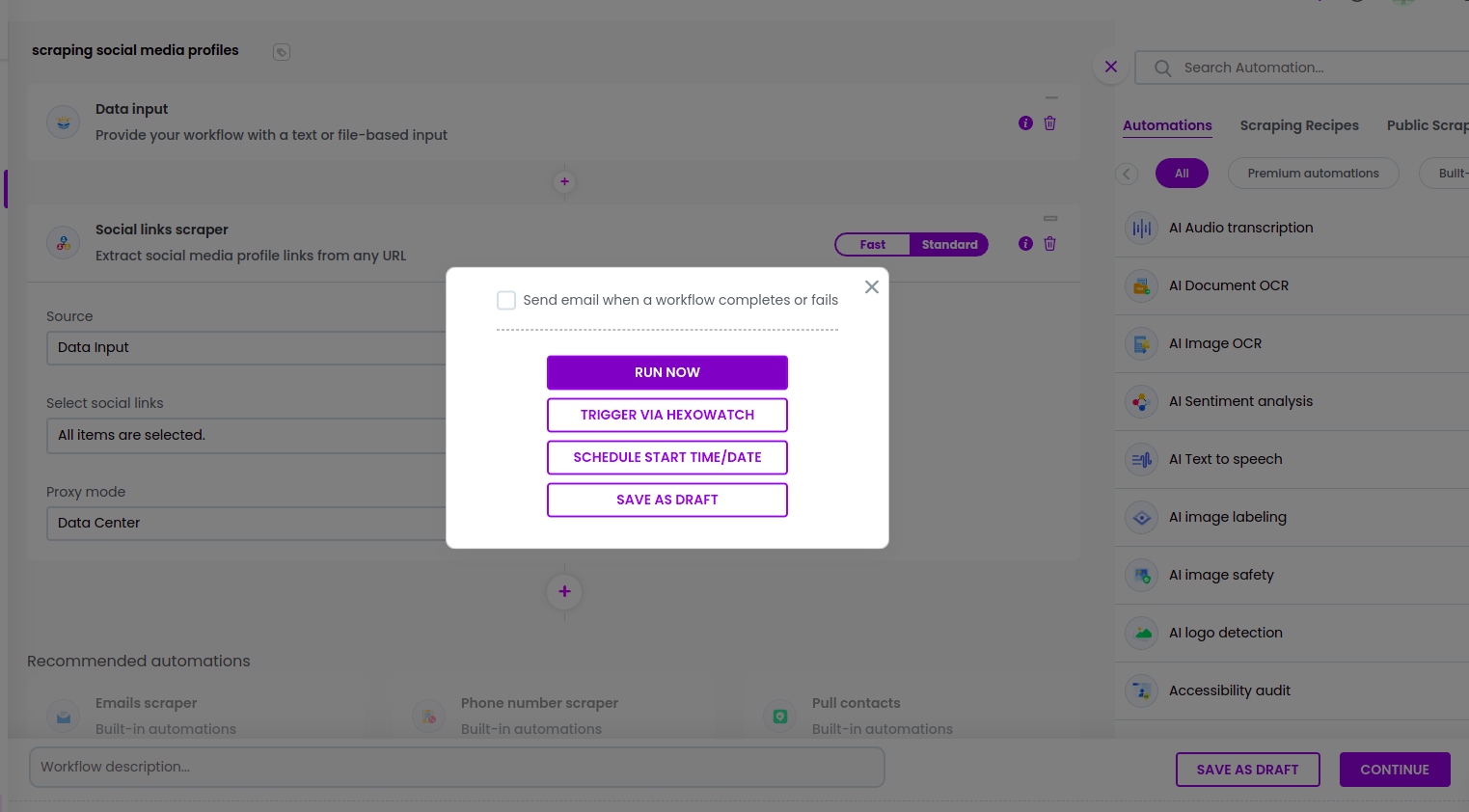 How to scrape social media profiles from websites at scale | Hexomatic