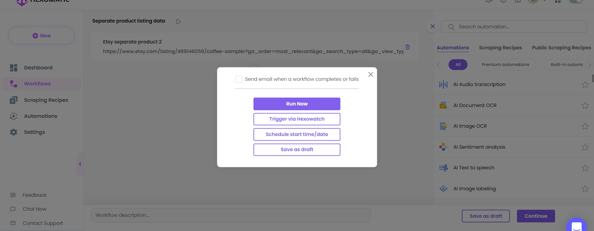 How to Scrape Etsy Product Data | Hexomatic Academy