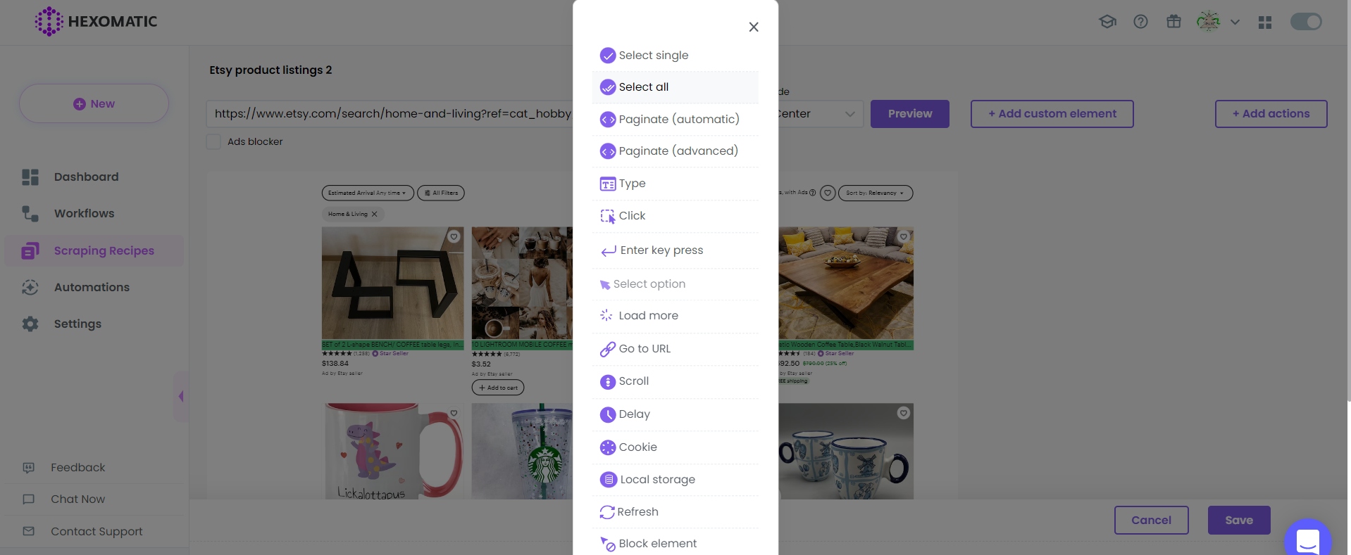 How to Scrape Etsy Product Data | Hexomatic Academy