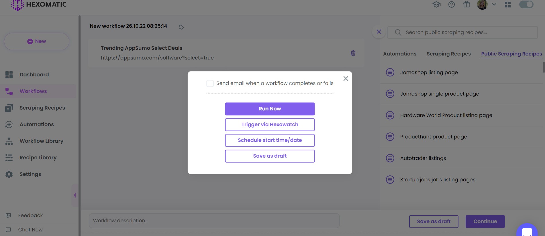How to scrape AppSumo | Hexomatic