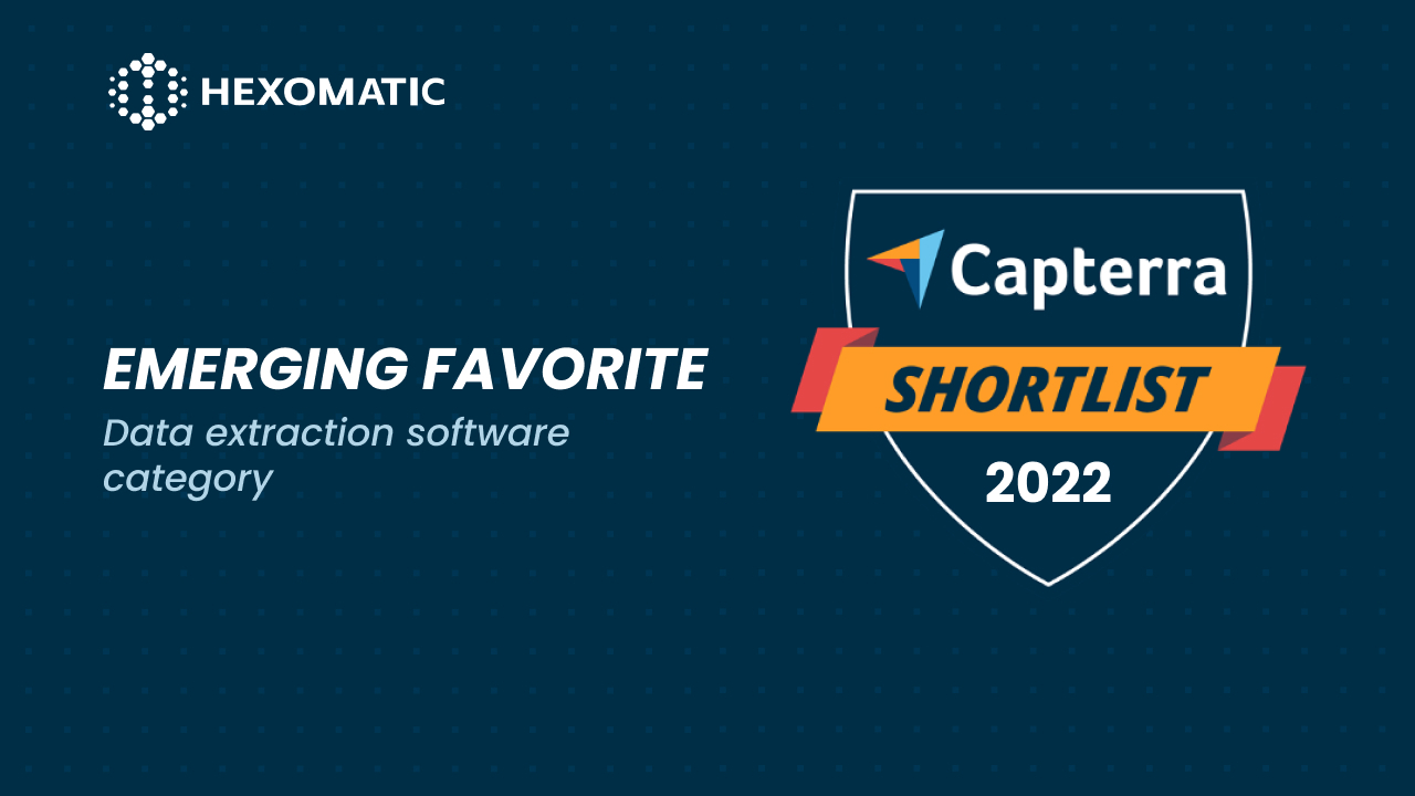 Hexomatic - Emerging Favorite in the 2022 Capterra Shortlist of Data Extraction Software