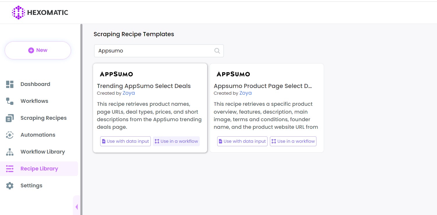 How to scrape AppSumo | Hexomatic