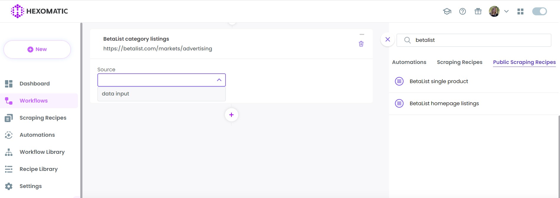 How to scrape Betalist | Hexomatic
