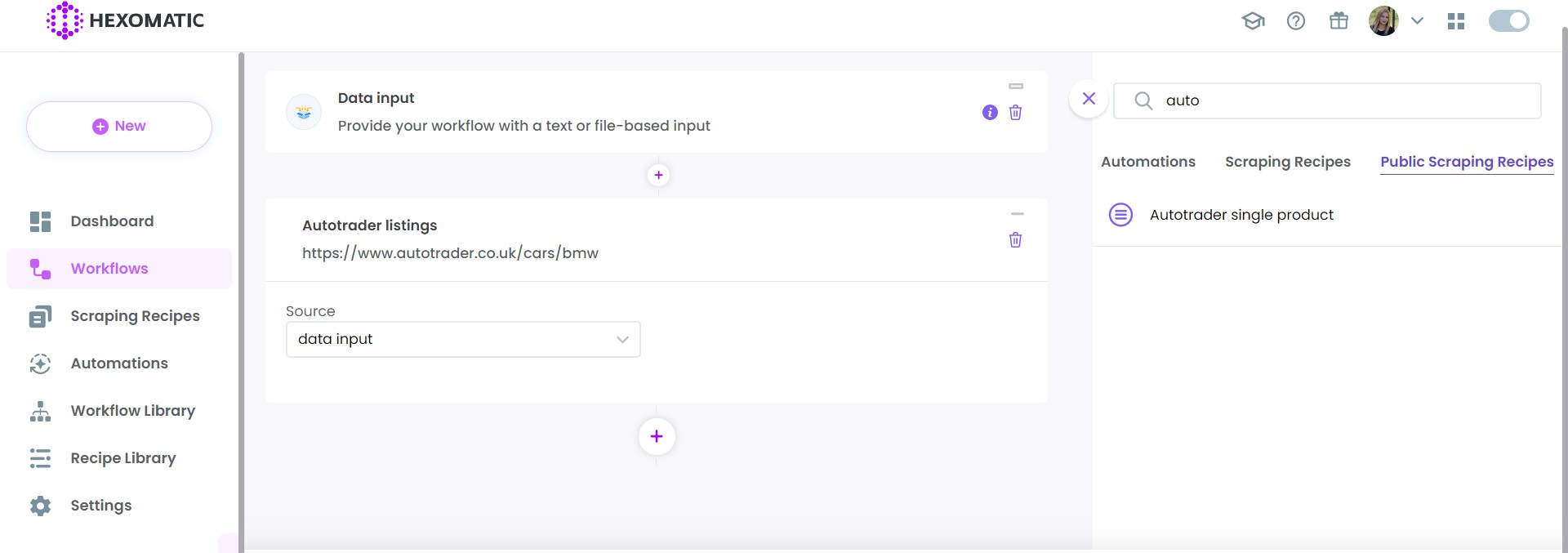 How to scrape Autotrader | Hexomatic