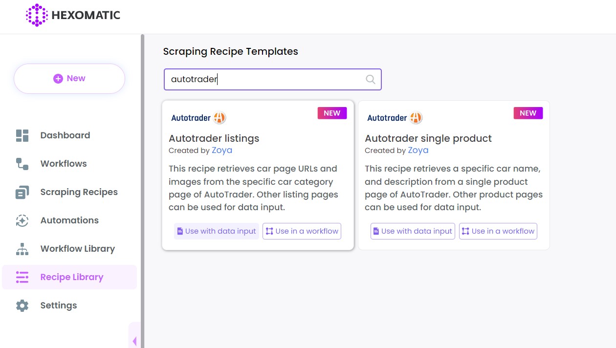 How to scrape Autotrader | Hexomatic