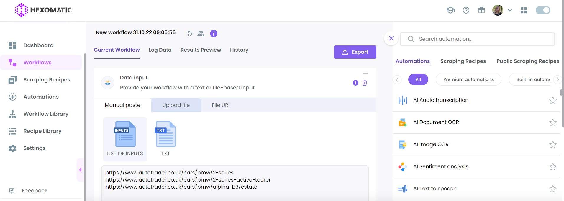 How to scrape Autotrader | Hexomatic