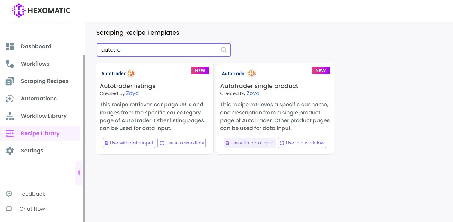 How to scrape Autotrader | Hexomatic