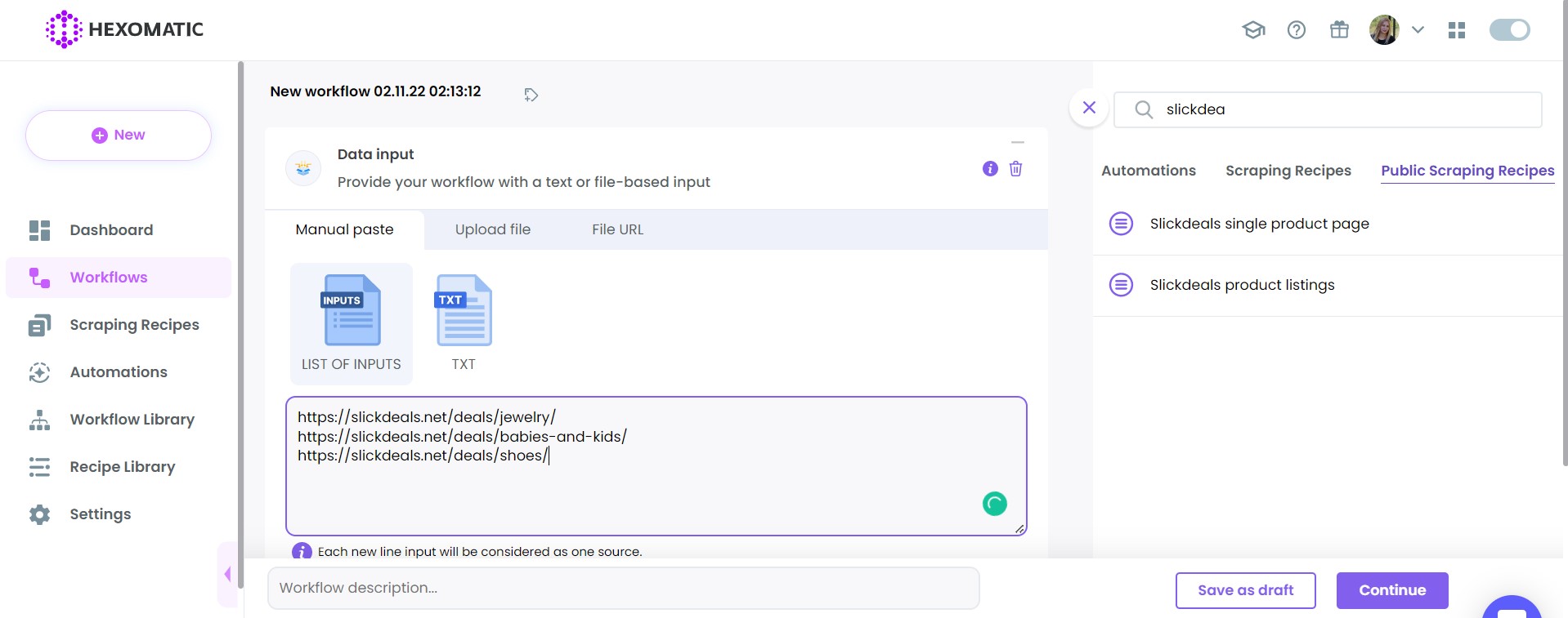 How to scrape Slickdeals | Hexomatic