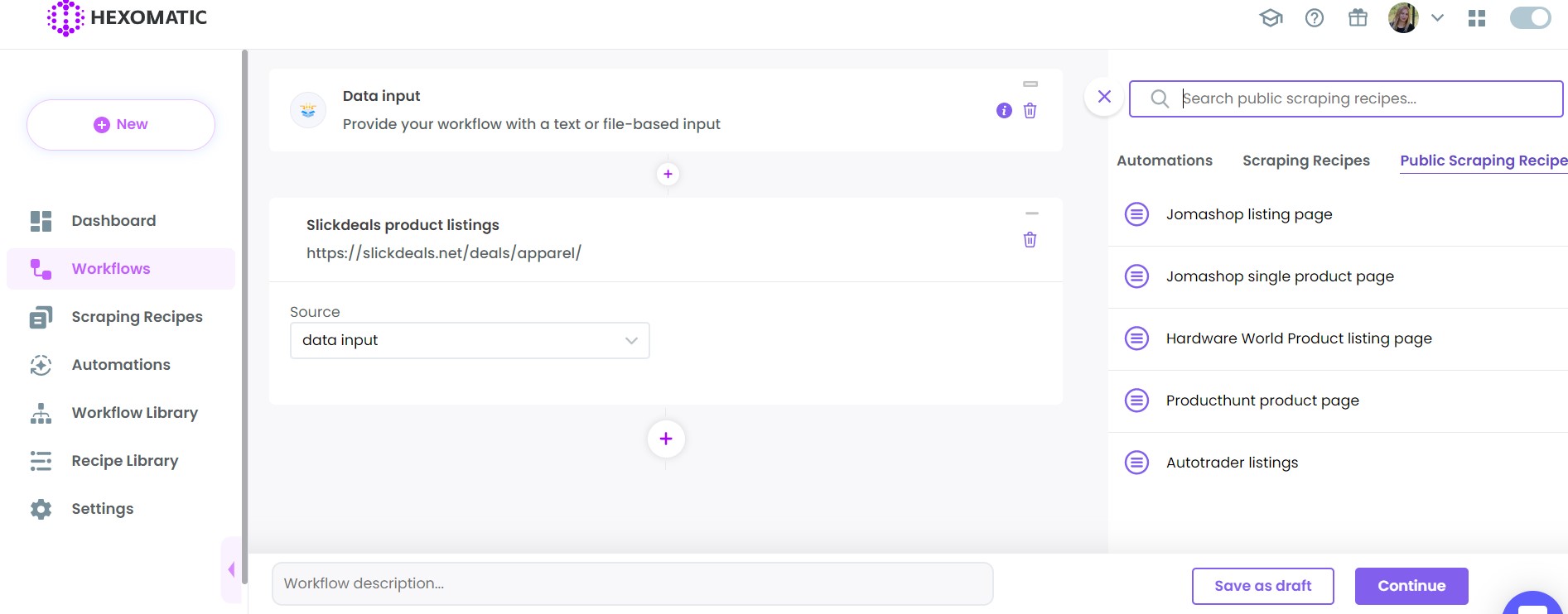 How to scrape Slickdeals | Hexomatic