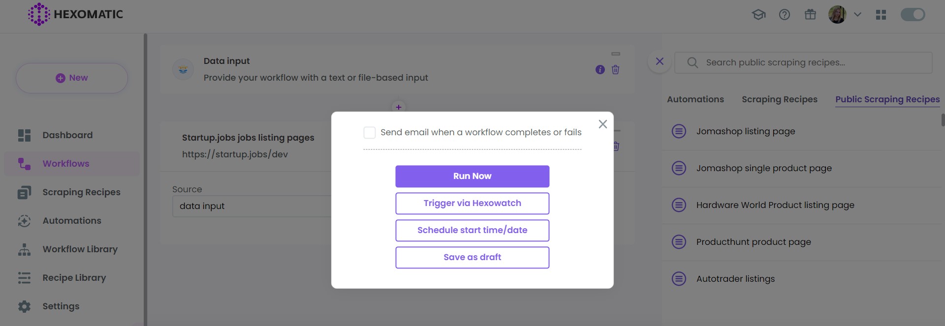 How to scrape Startupjobs | Hexomatic
