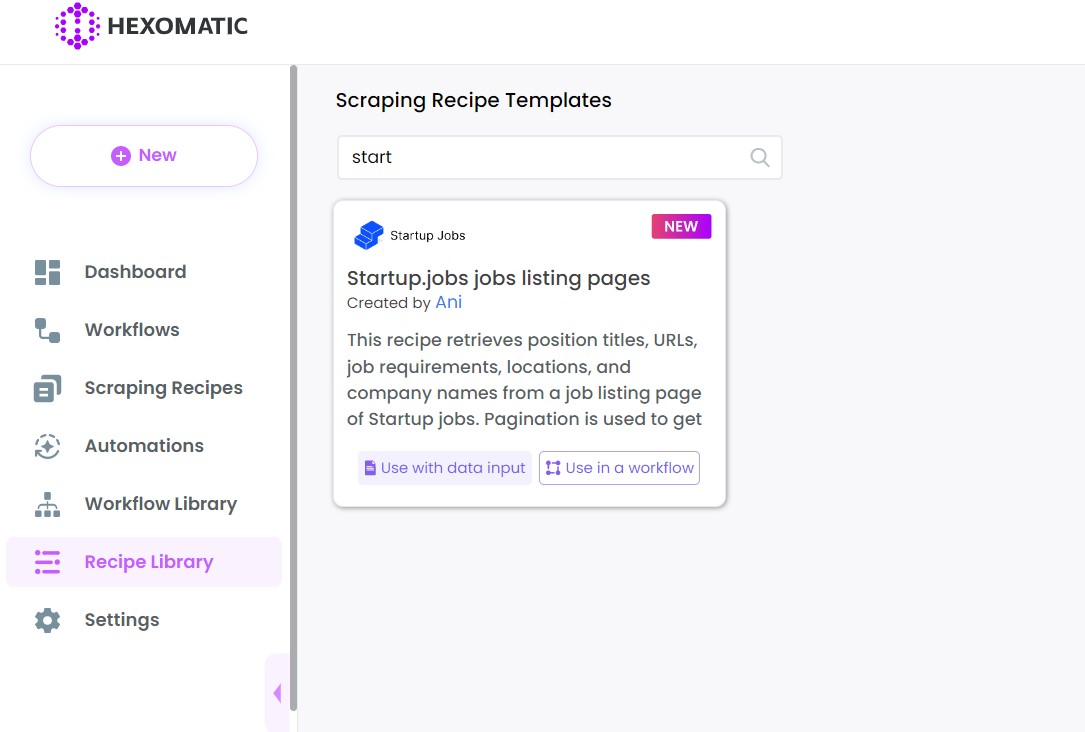 How to scrape Startupjobs | Hexomatic