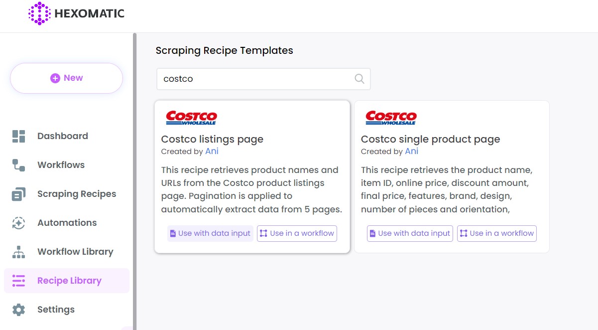 How to scrape Costco | Hexomatic