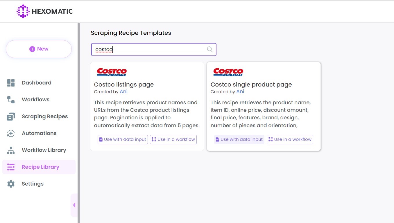 How to scrape Costco | Hexomatic