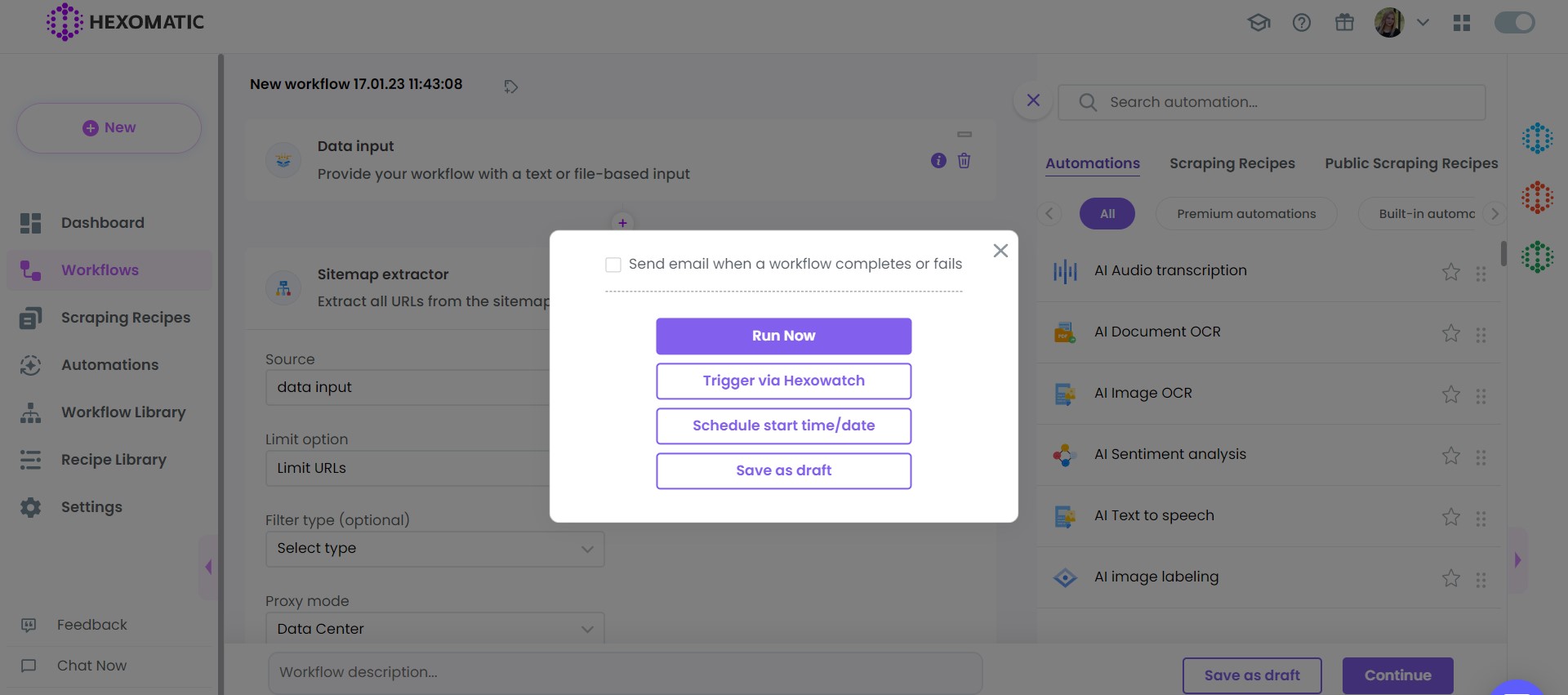 How to scrape XML sitemaps from any website | Hexomatic