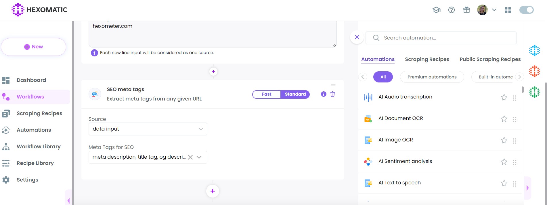 How to scrape SEO meta tags from any website | Hexomatic