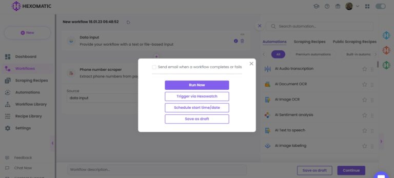 How to scrape phone numbers from websites | Hexomatic