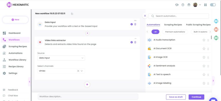 How to scrape videos from any website | Hexomatic