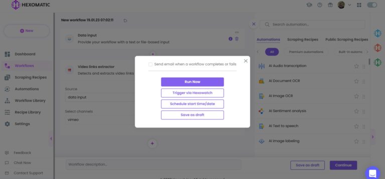 How to scrape videos from any website | Hexomatic