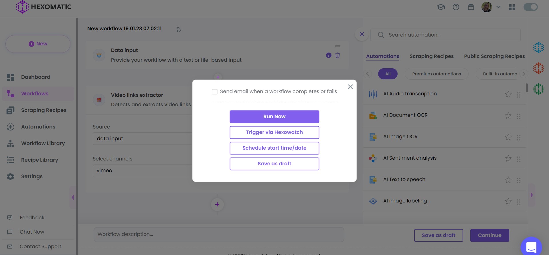 How to scrape videos from any website | Hexomatic