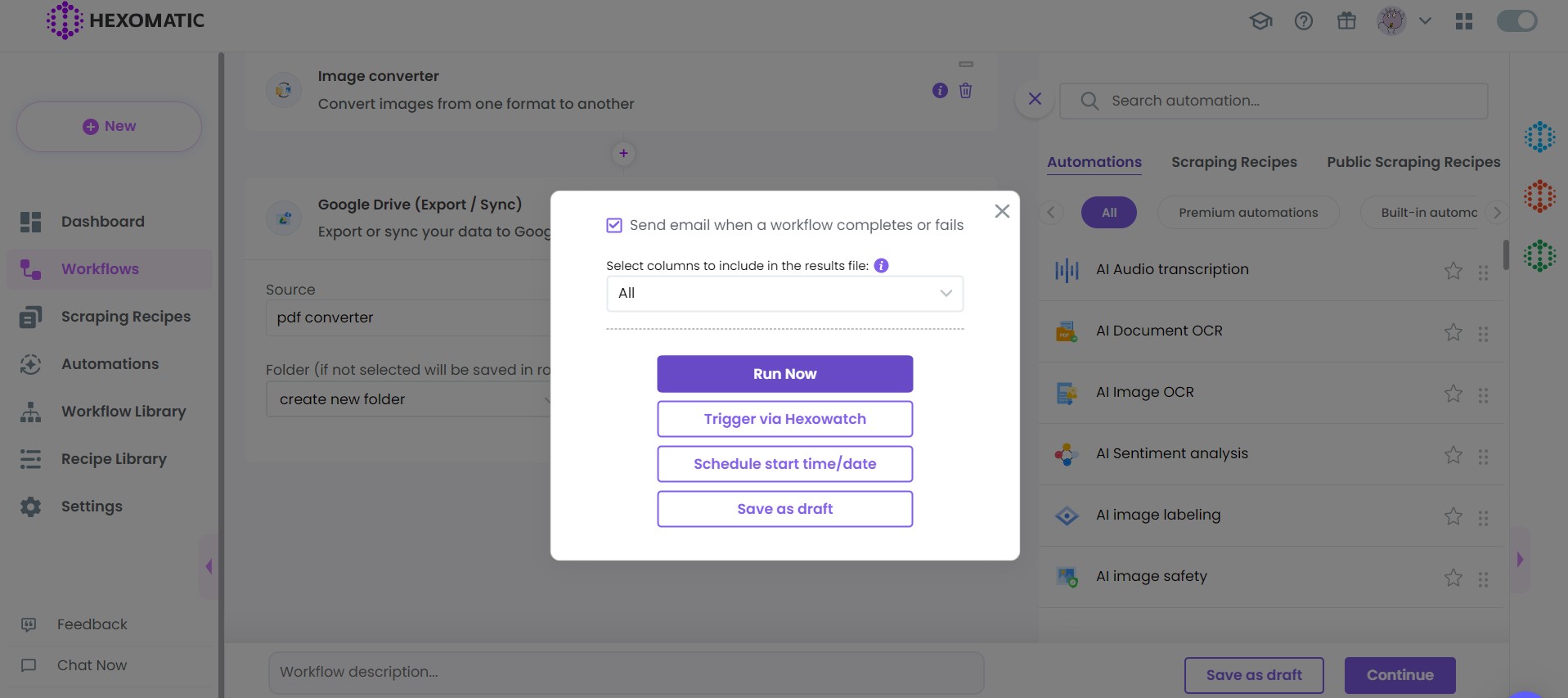 How to convert images in bulk | Hexomatic