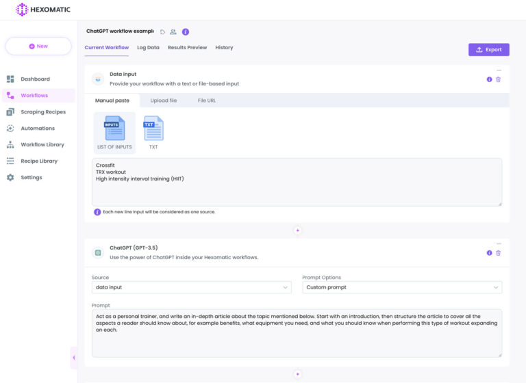How to automate ChatGPT using Hexomatic