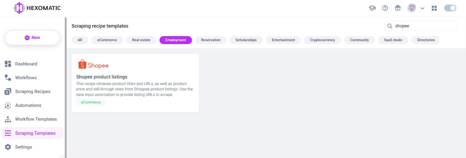 How to scrape Shopee | Hexomatic
