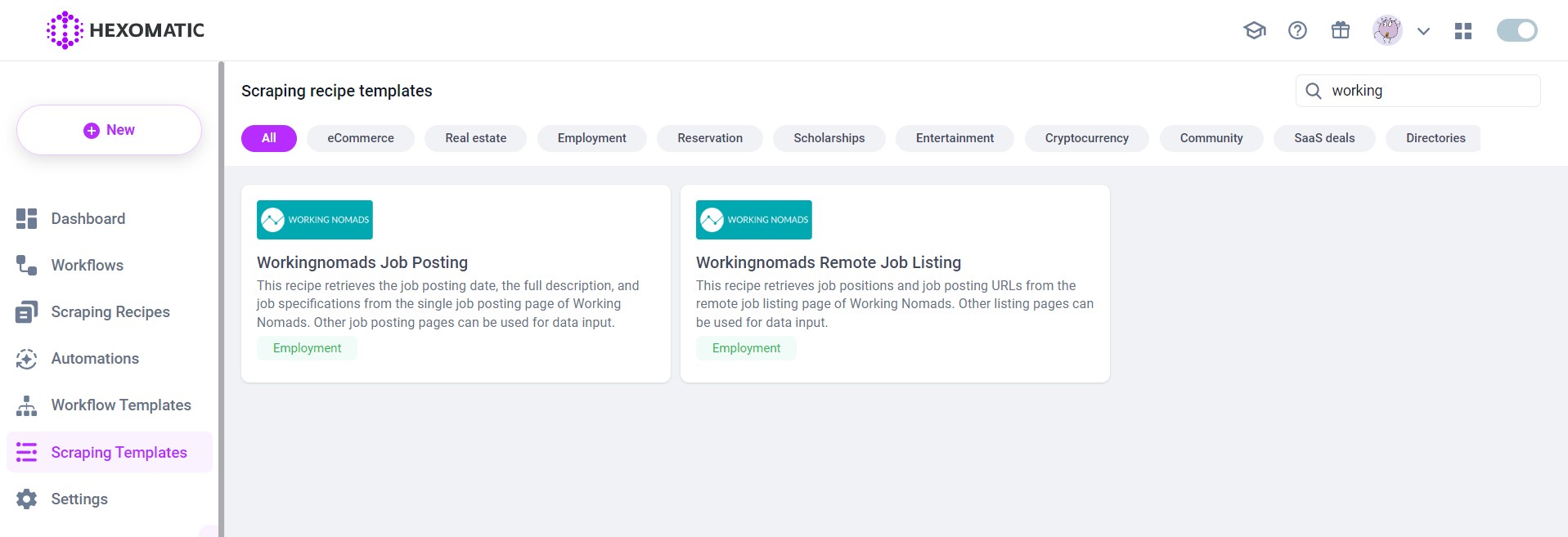 How to scrape Working Nomads | Hexomatic How to scrape Working Nomads | Hexomatic