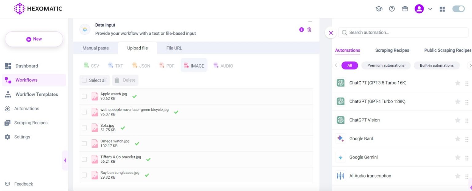 How to create product descriptions from product images in bulk | Hexomatic