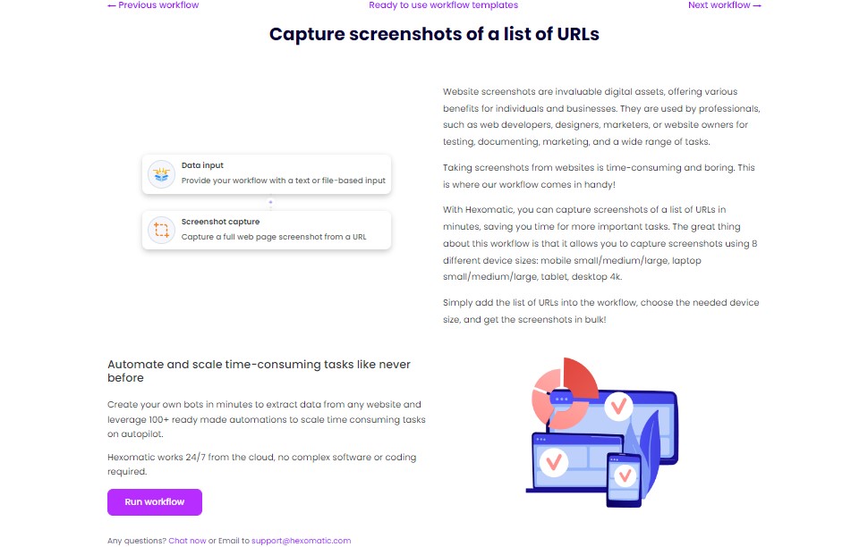 How to capture website screenshots in bulk tutorial | Hexomatic